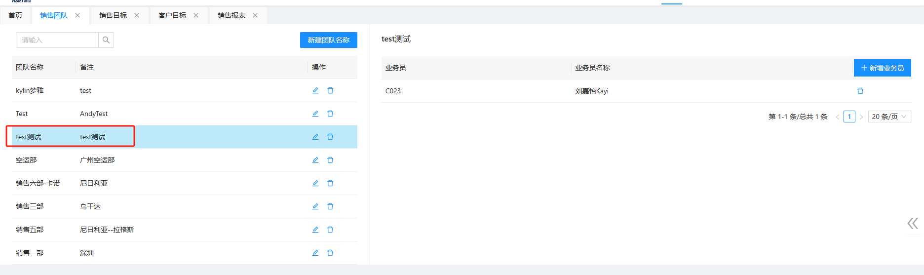 Bug 3238 【客户管理 销售目标】输入框中查询不到新添加的销售团队信息 物流管理系统 禅道